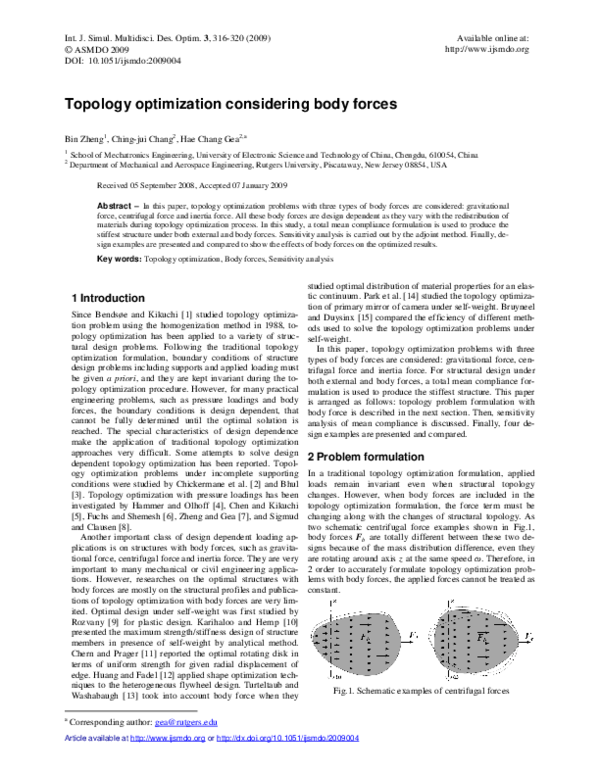 (PDF) Topology optimization considering body forces