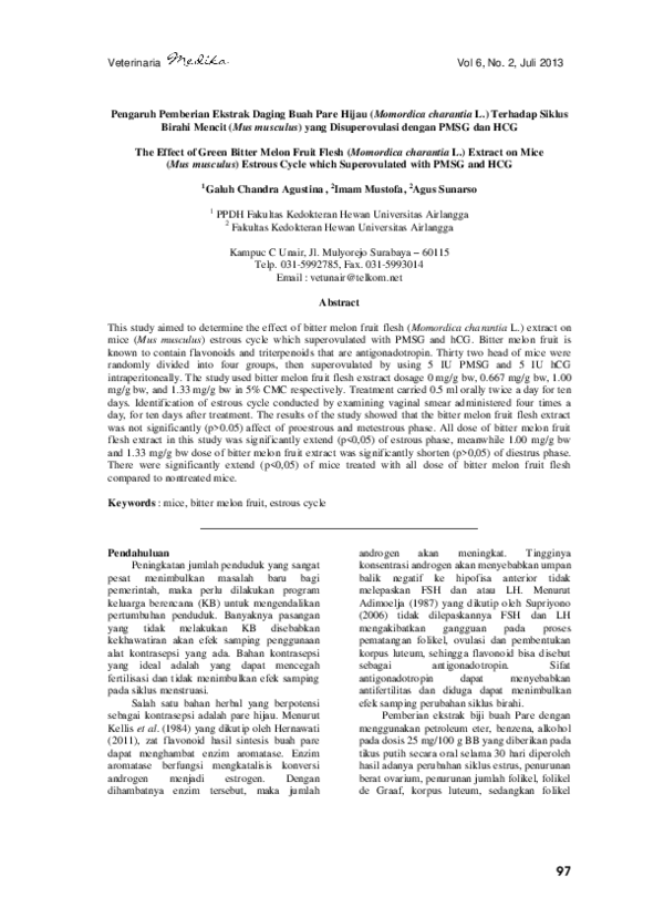 (PDF) HCG The Effect of Green Bitter Melon Fruit Flesh ( Momordica ...