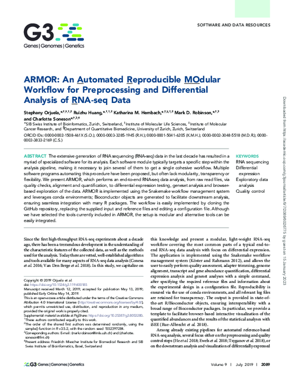 Pdf Armor An Automated Reproducible Modular Workflow For Preprocessing And Differential 