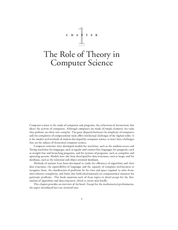 (PDF) The Role of Theory in Computer Science