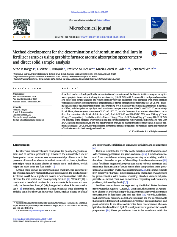 (PDF) Method development for the determination of chromium and thallium ...