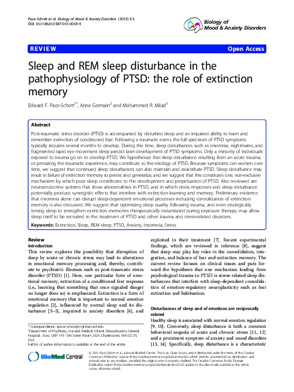 (PDF) Sleep and REM sleep disturbance in the pathophysiology of PTSD ...