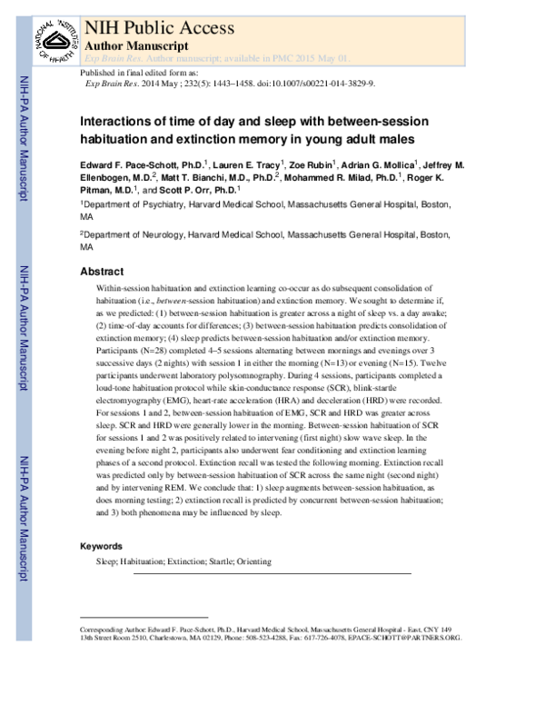 (PDF) Interactions of time of day and sleep with between-session ...