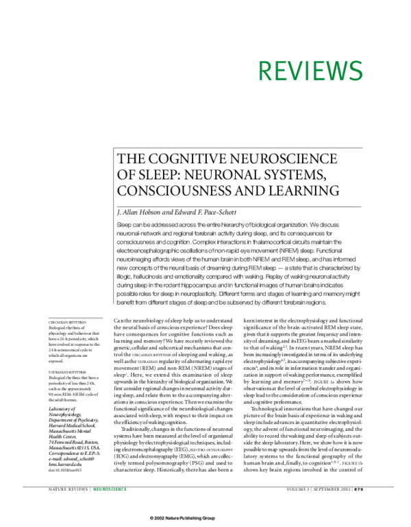 (PDF) The cognitive neuroscience of sleep: neuronal systems ...