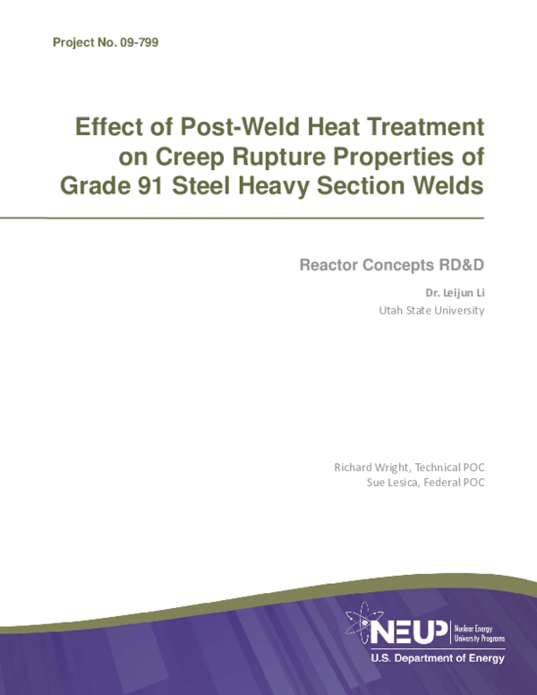 (PDF) Effect of Post-Weld Heat Treatment on Creep Rupture Properties of ...