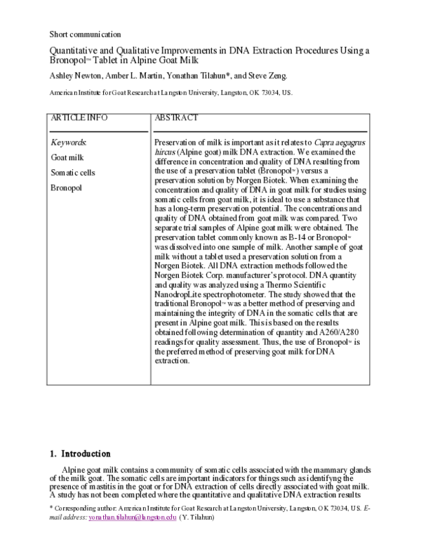 (PDF) Quantitative and Qualitative Improvements in DNA Extraction ...