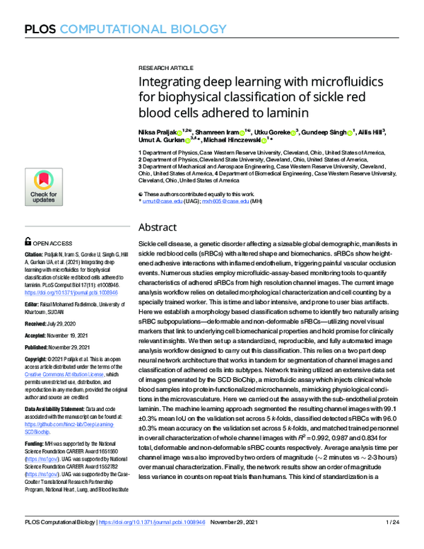Pdf Integrating Deep Learning With Microfluidics For Biophysical Classification Of Sickle Red
