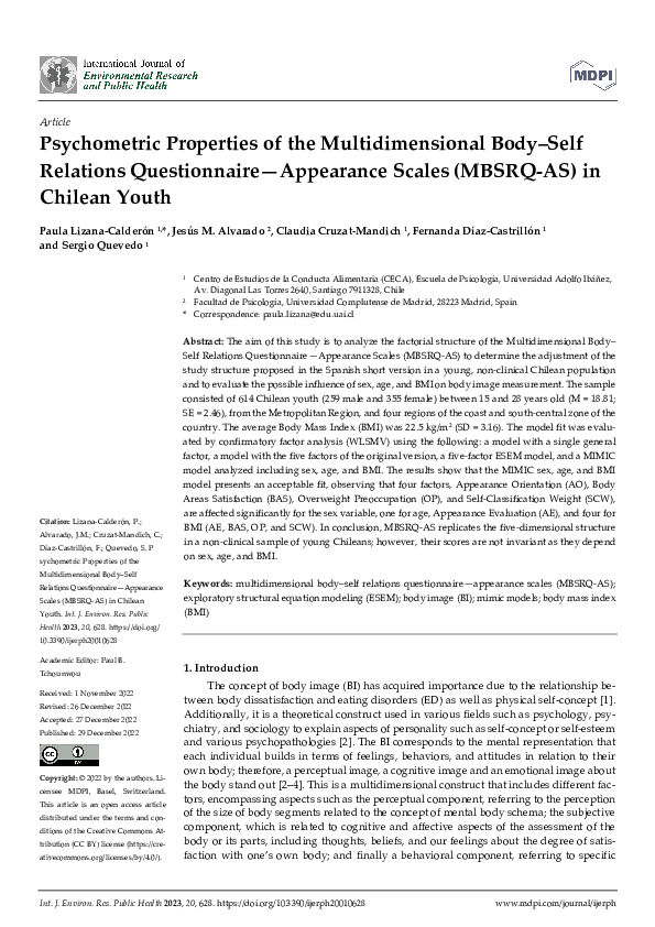 (PDF) Psychometric Properties of the Multidimensional Body–Self ...