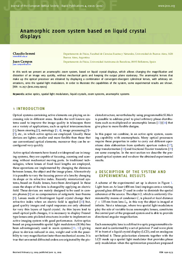 (PDF) Anamorphic zoom system based on liquid crystal displays