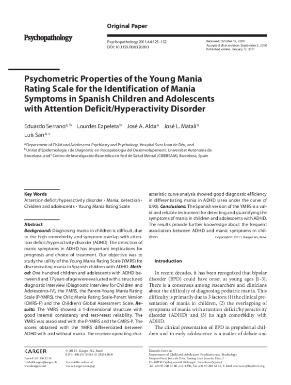 (PDF) Psychometric properties of the young mania rating scale for the ...