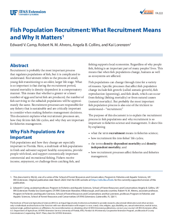 (PDF) Fish Population Recruitment: What recruitment means and why it ...