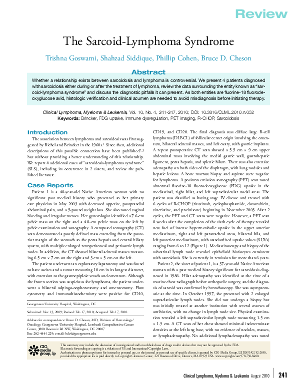 (PDF) The Sarcoid-Lymphoma Syndrome