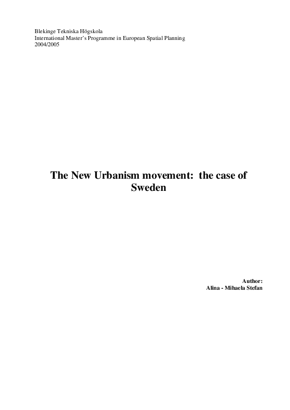 (PDF) The New Urbanism movement: the case of Sweden