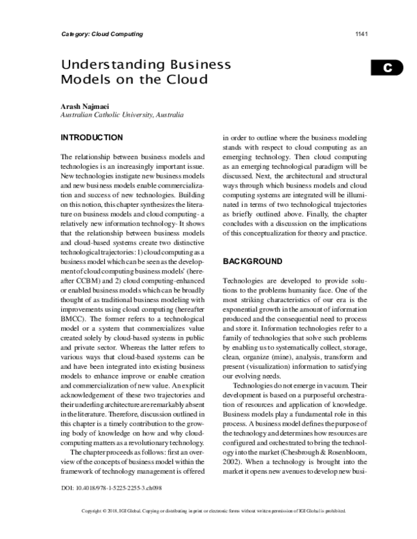 (PDF) Understanding Business Models on the Cloud