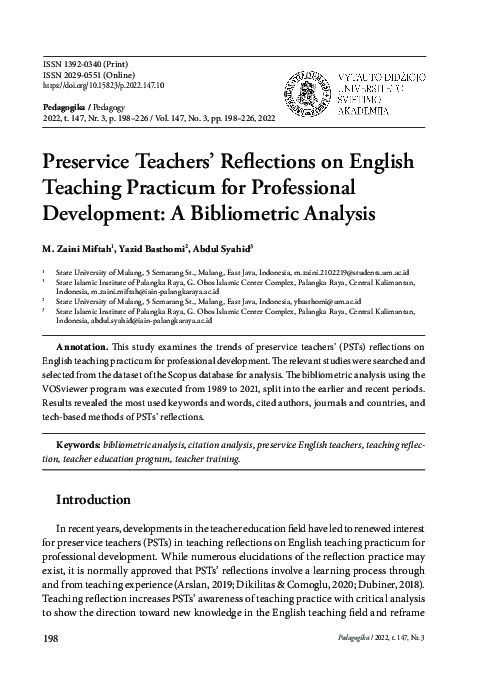 (PDF) Preservice Teachers’ Reflections on English Teaching Practicum for Professional ...