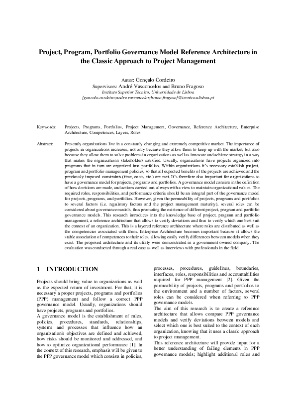 (PDF) Project, Program, Portfolio Governance Model Reference ...