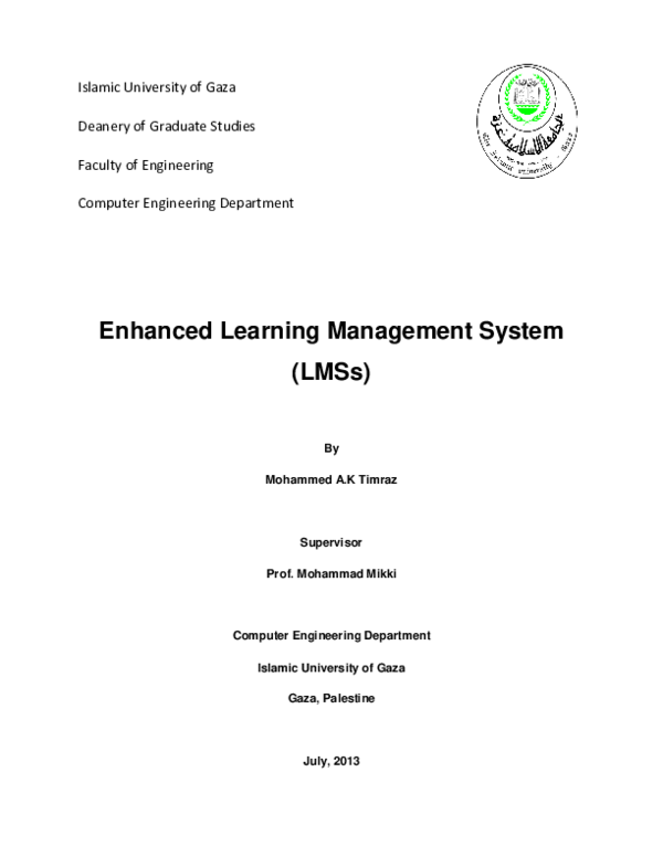 (PDF) Enhanced Learning Management System (LMSs)