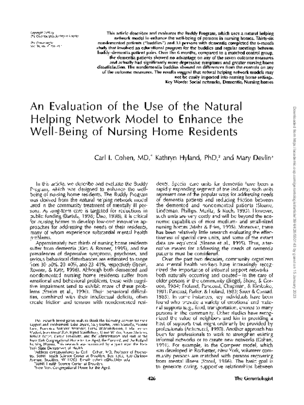 (PDF) An Evaluation of the Use of the Natural Helping Network Model to ...