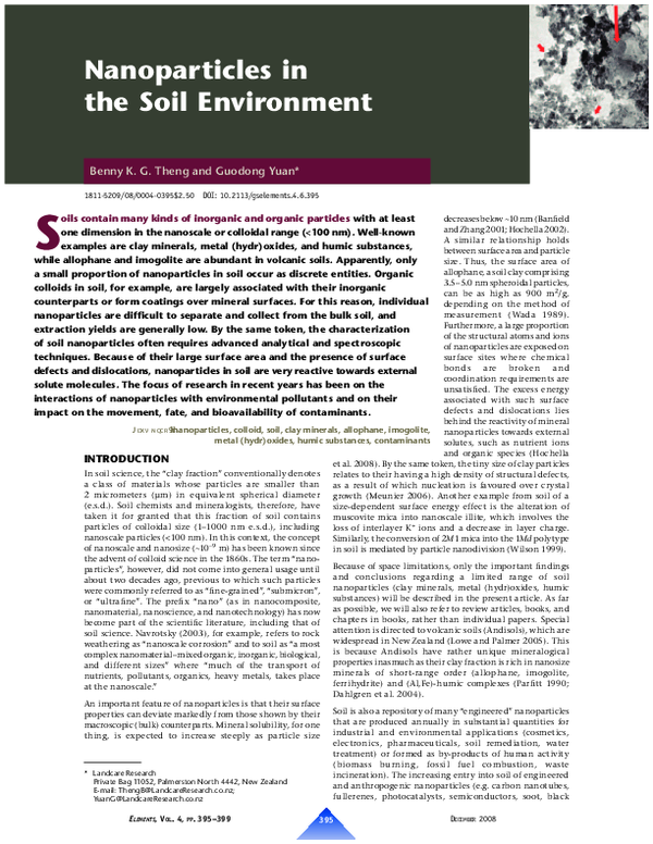 (PDF) Nanoparticles in the Soil Environment