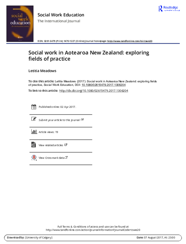(PDF) Social work in Aotearoa New Zealand: exploring fields of practice