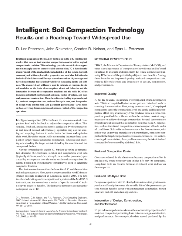 (PDF) Intelligent Soil Compaction Technology