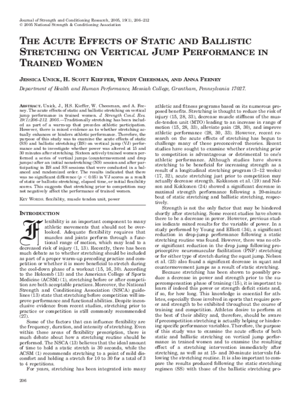 (PDF) Acute Effects of Static and Ballistic Stretching on Measures of Strength and Power