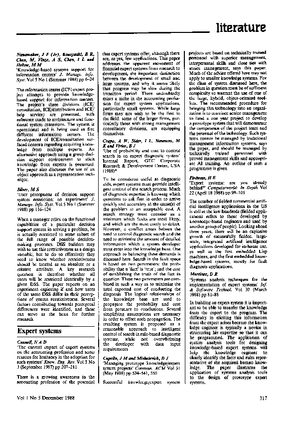 (PDF) Knowledge-based systems support for information centers