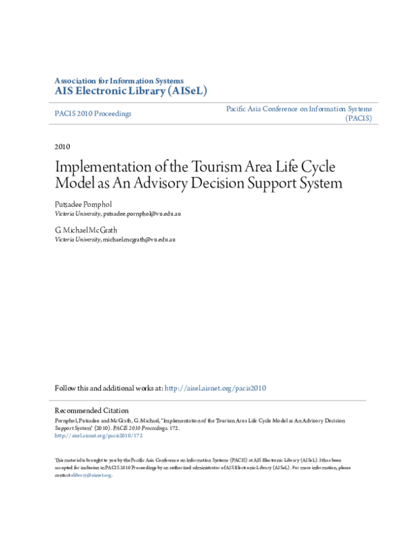(PDF) Implementation of the Tourism Area Life Cycle Model as an ...