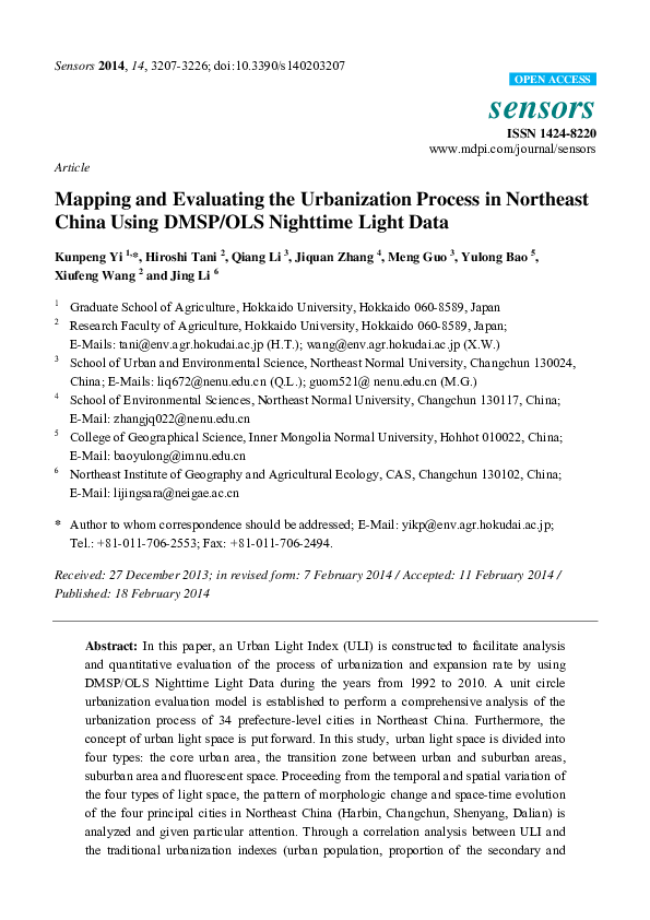 (PDF) Article Mapping and Evaluating the Urbanization Process in ...