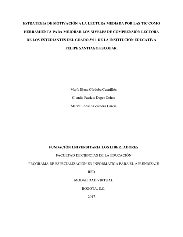 (PDF) Estrategia de motivación a la lectura mediada por las tic como herramienta para mejorar ...