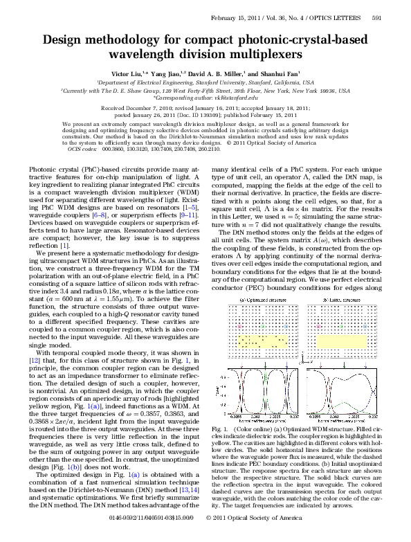 (PDF) Design methodology for compact photonic-crystal-based wavelength division multiplexers