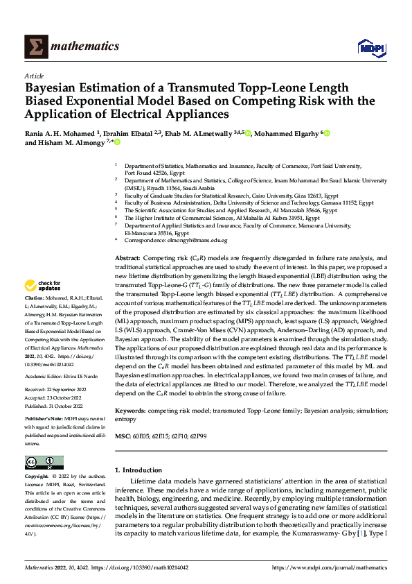 (PDF) Bayesian Estimation of a Transmuted Topp-Leone Length Biased ...