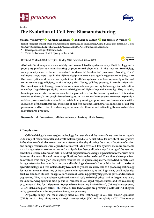 (PDF) The Evolution of Cell Free Biomanufacturing