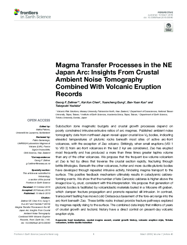 (PDF) Magma Transfer Processes in the NE Japan Arc: Insights From ...