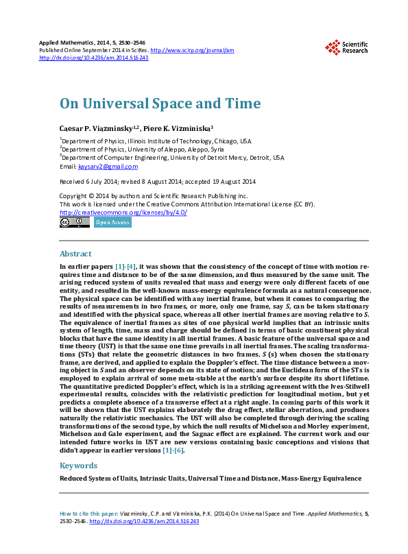 (PDF) On Universal Space and Time