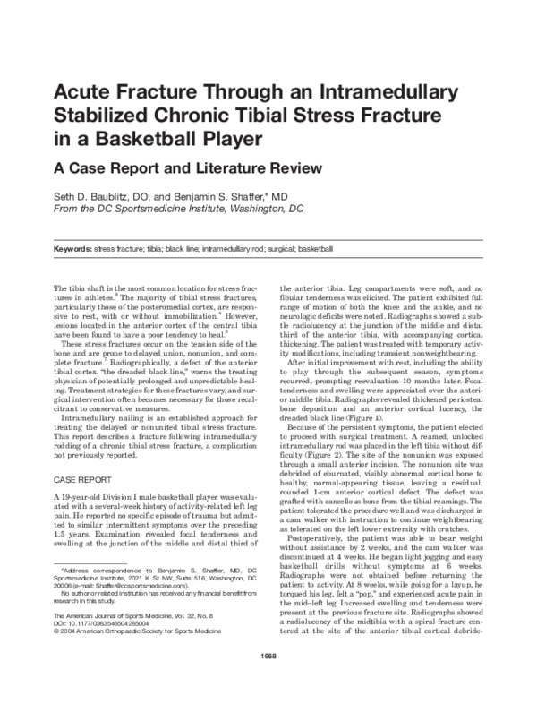 (PDF) Acute Fracture Through an Intramedullary Stabilized Chronic ...