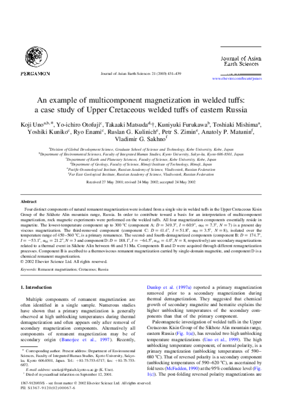 (PDF) An example of multicomponent magnetization in welded tuffs: a ...