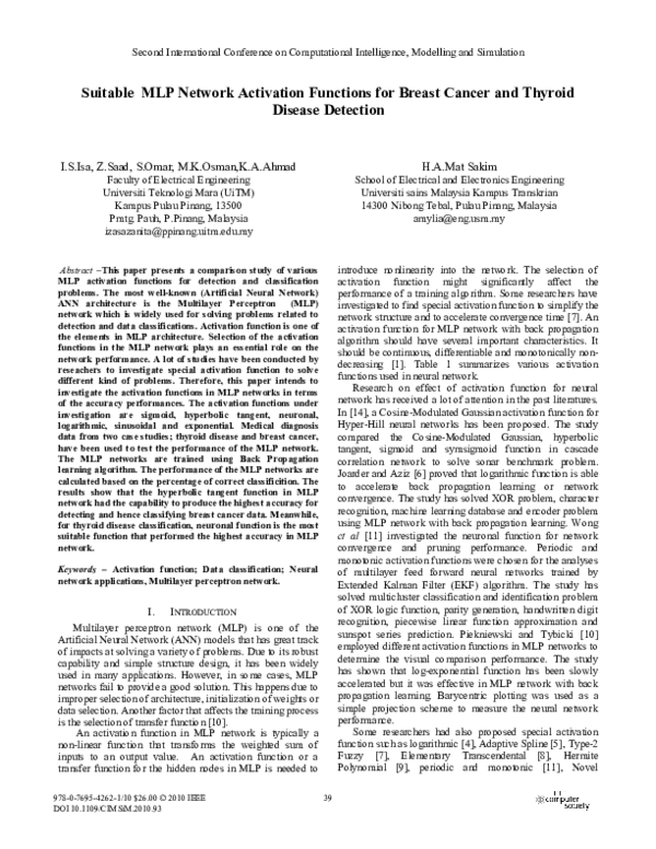 (PDF) Suitable MLP Network Activation Functions for Breast Cancer and ...