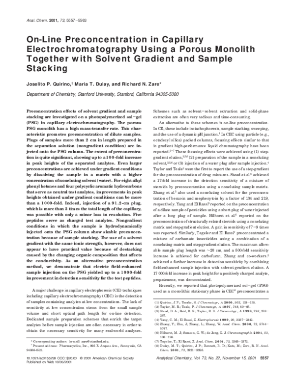 (PDF) On-Line Preconcentration in Capillary Electrochromatography Using ...