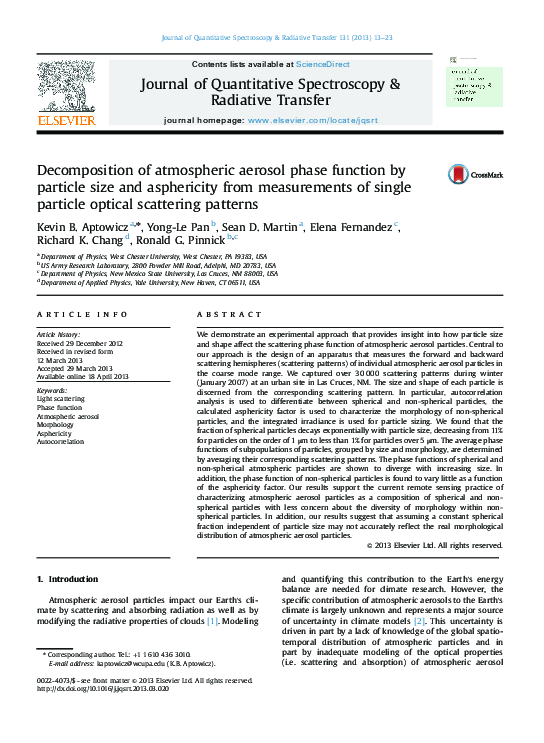 (PDF) Decomposition of atmospheric aerosol phase function by particle size and asphericity from ...