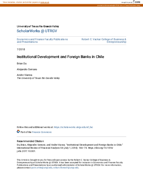 (PDF) Institutional development and foreign banks in Chile