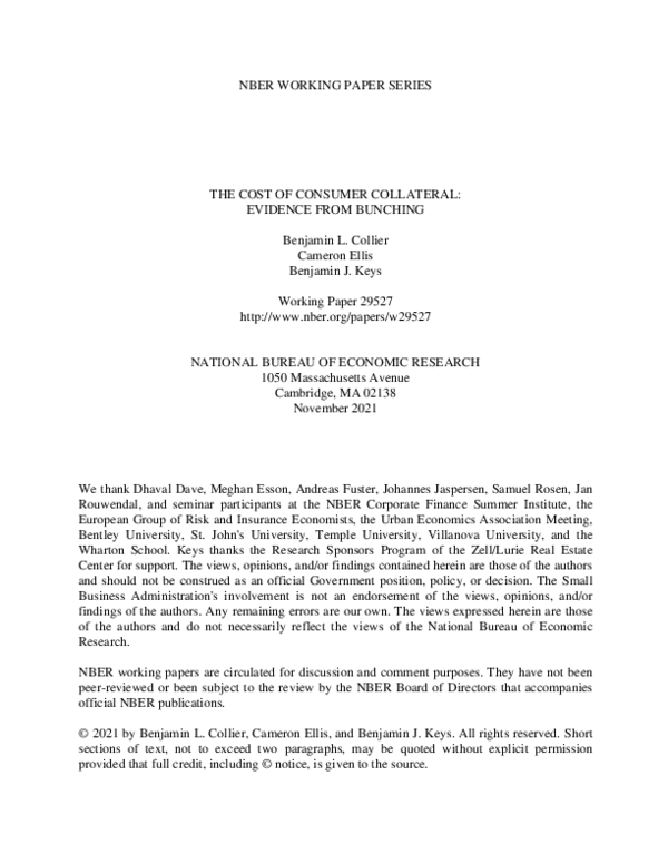 (PDF) The Cost of Consumer Collateral: Evidence from Bunching