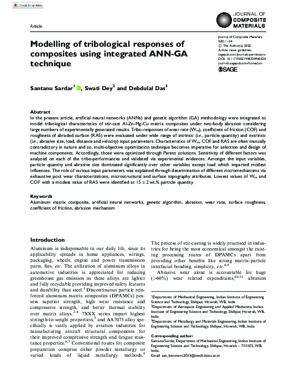 (PDF) Modelling of tribological responses of composites using ...