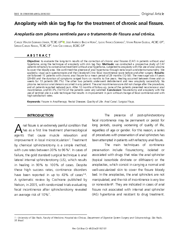 (PDF) Anoplastia com plicoma sentinela para o tratamento de fissura ...