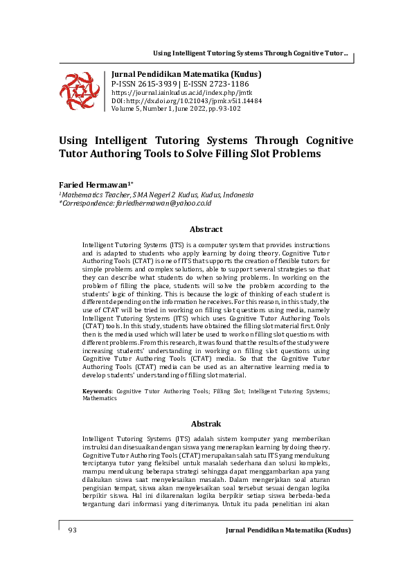 (PDF) Using Intelligent Tutoring Systems Through Cognitive Tutor ...