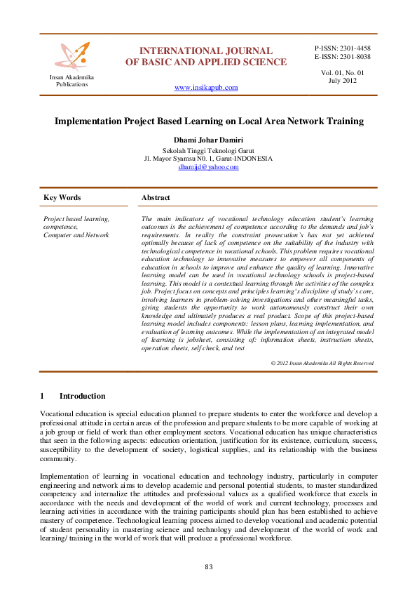(PDF) Implementation Project Based Learning on Local Area Network Training