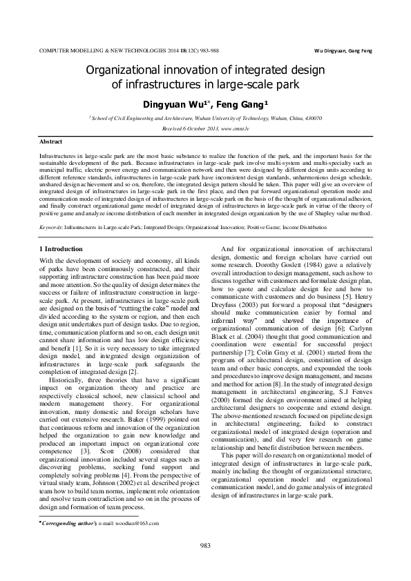 (PDF) Organizational innovation of integrated design of infrastructures in large-scale park
