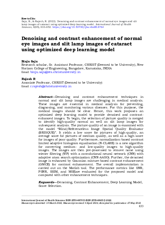 Pdf Denoising And Contrast Enhancement Of Normal Eye Images And Slit