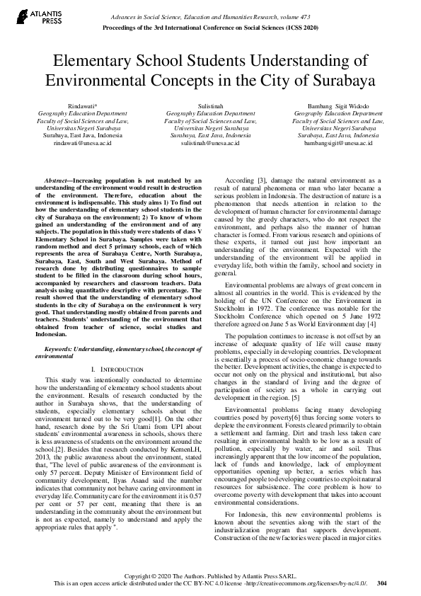 (PDF) Elementary School Students Understanding of Environmental ...