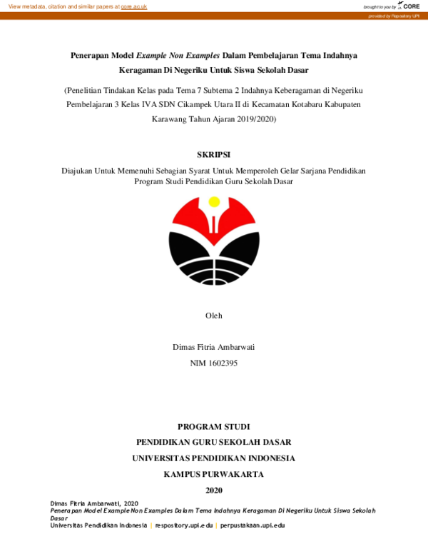 (PDF) PENERAPAN MODEL EXAMPLE NON EXAMPLES DALAM PEMBELAJARAN TEMA ...